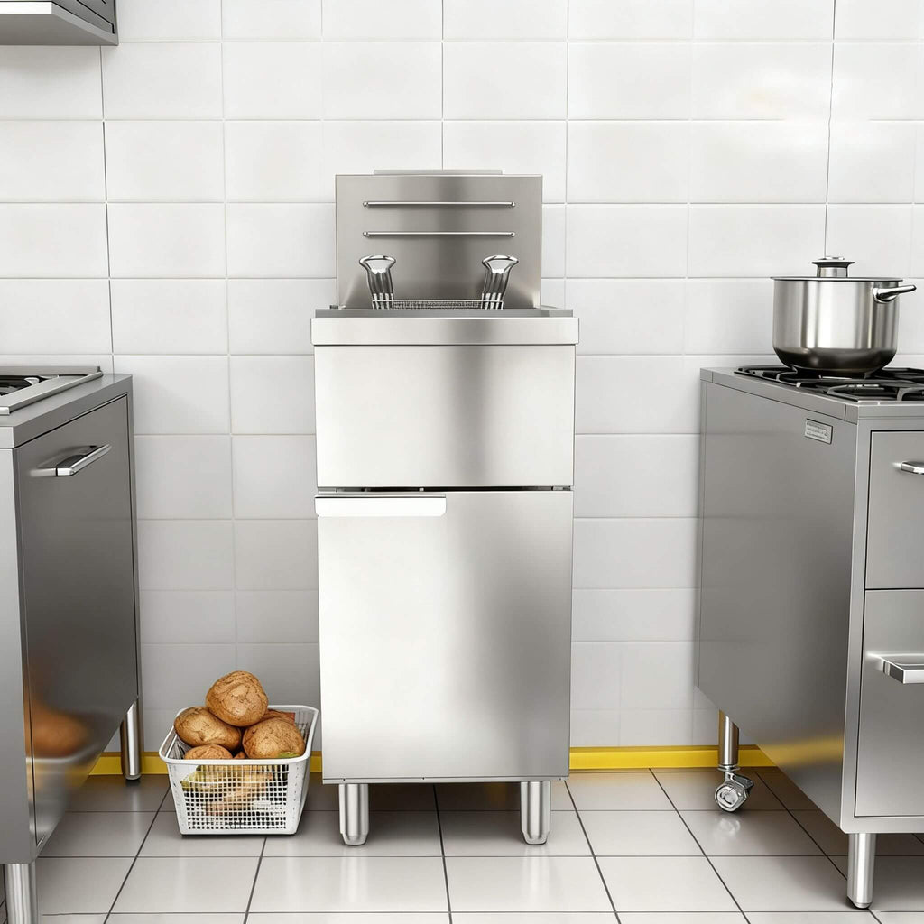 Heavy-Duty 120K BTU Commercial Stainless Steel Natural Gas Deep Fryer ...