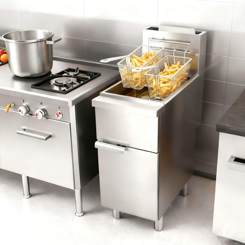 Heavy-Duty 120K BTU Commercial Stainless Steel Natural Gas Deep Fryer ...